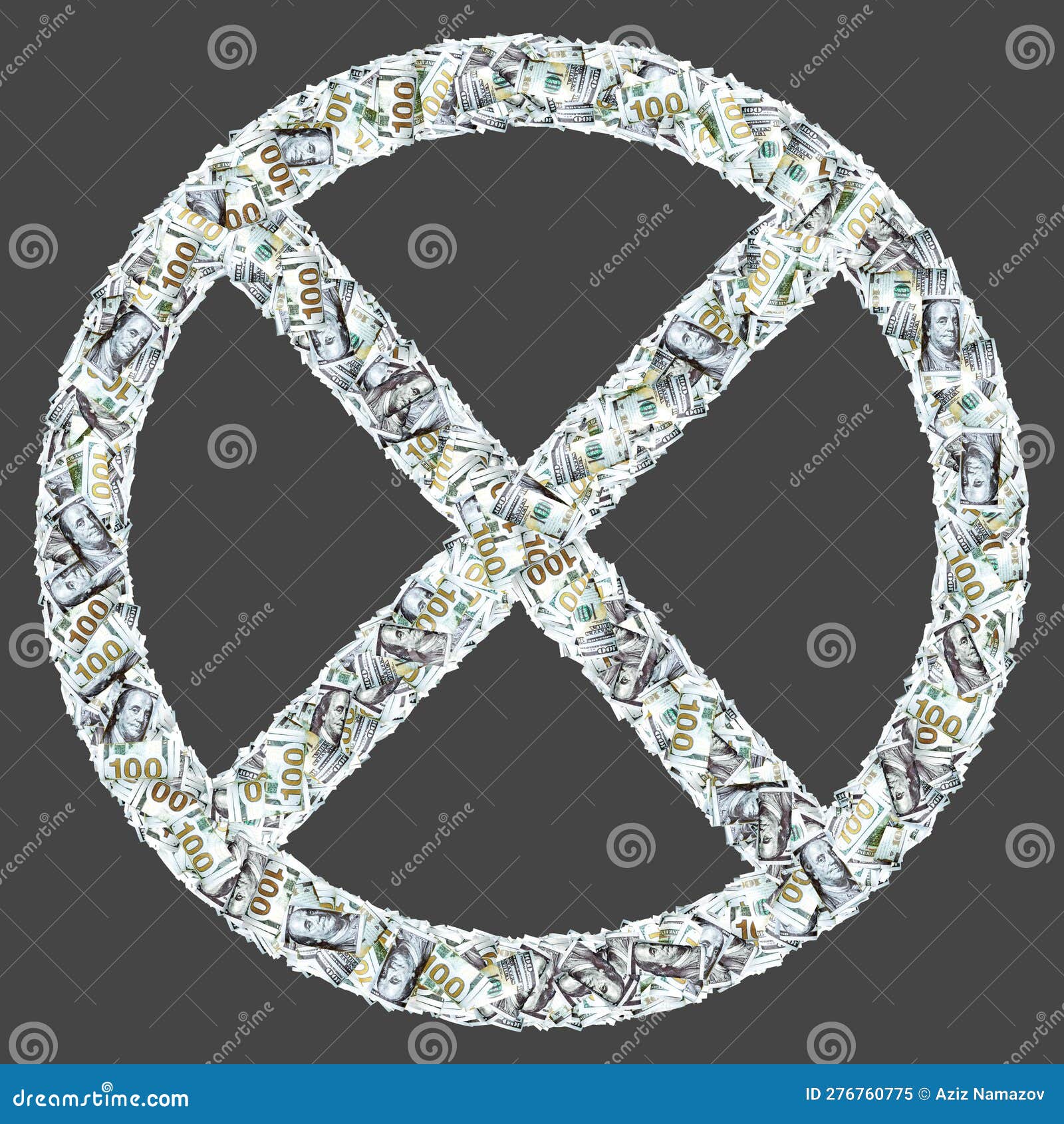 Basic Shapes with Dollar Paper Money Banknotes. Isolated on Gray ...