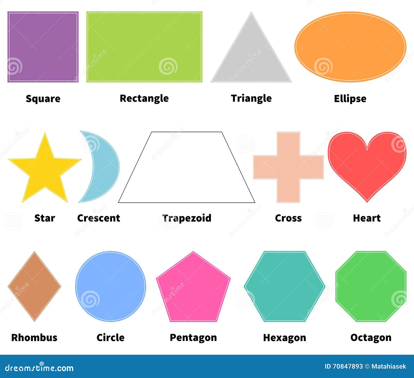 Basic Shapes for Kids. Learn 2D Shapes. Isolated. White Background ...