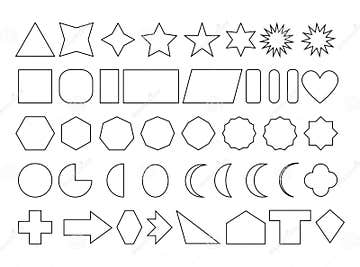 Basic Shapes Outline, Rectangle, Triangle. Geometric Banners Stock ...