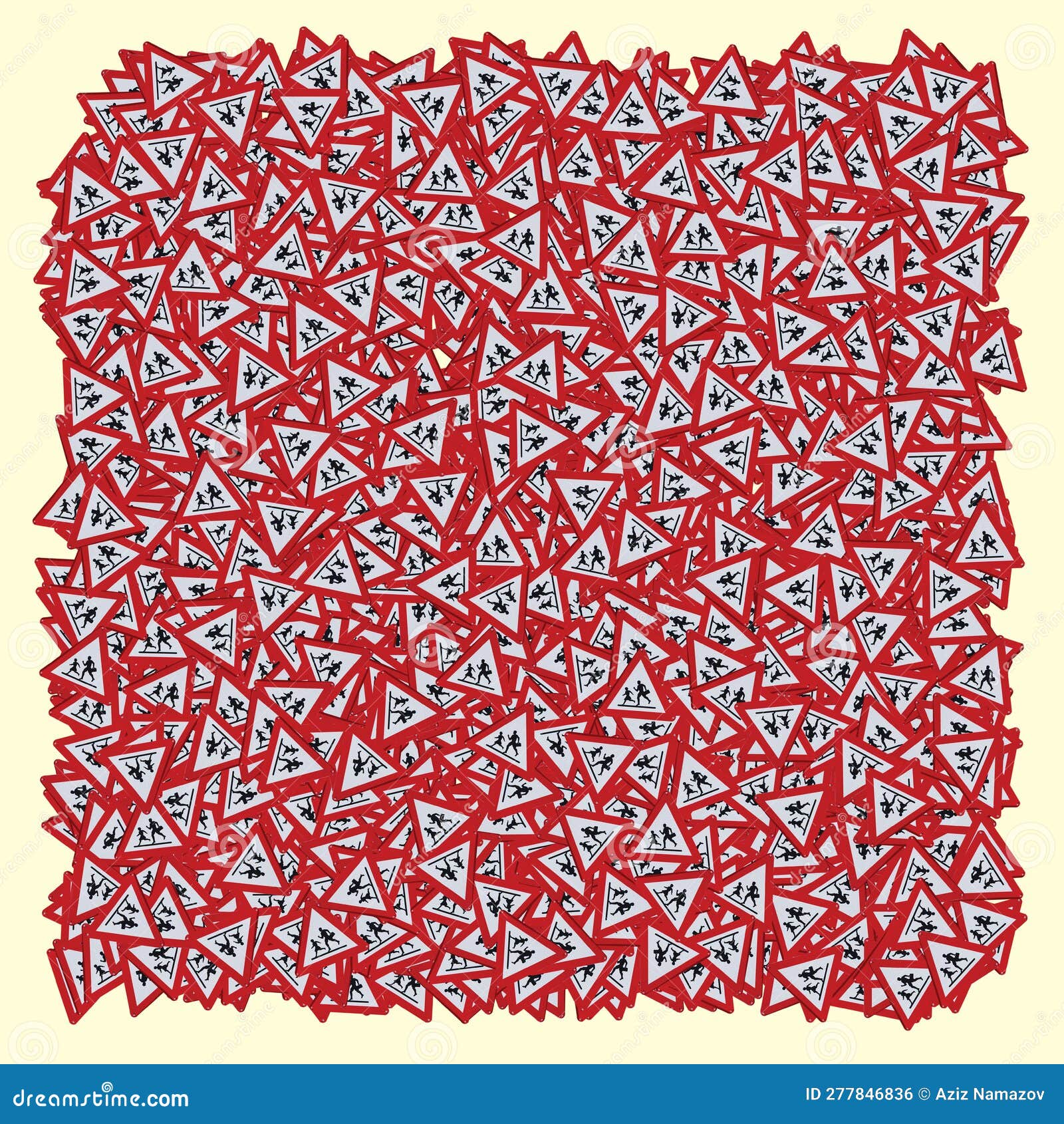 Basic Shapes with Pedestrian Danger Sign. Red Triangle Safety Traffic ...