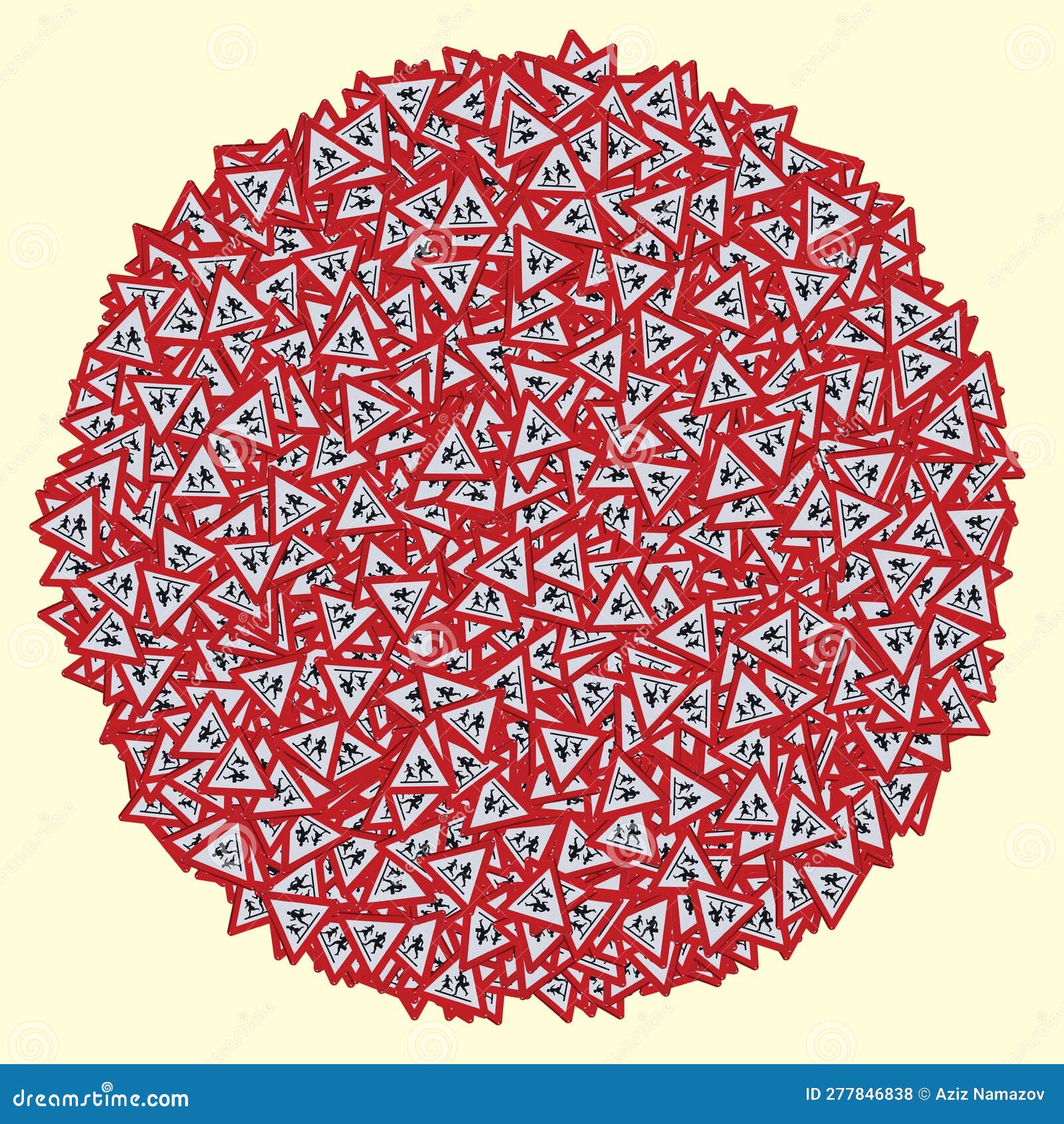 Basic Shapes with Pedestrian Danger Sign. Red Triangle Safety Traffic ...