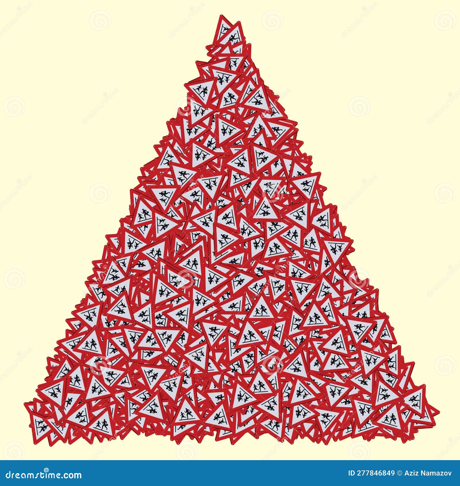 Basic Shapes with Pedestrian Danger Sign. Red Triangle Safety Traffic ...