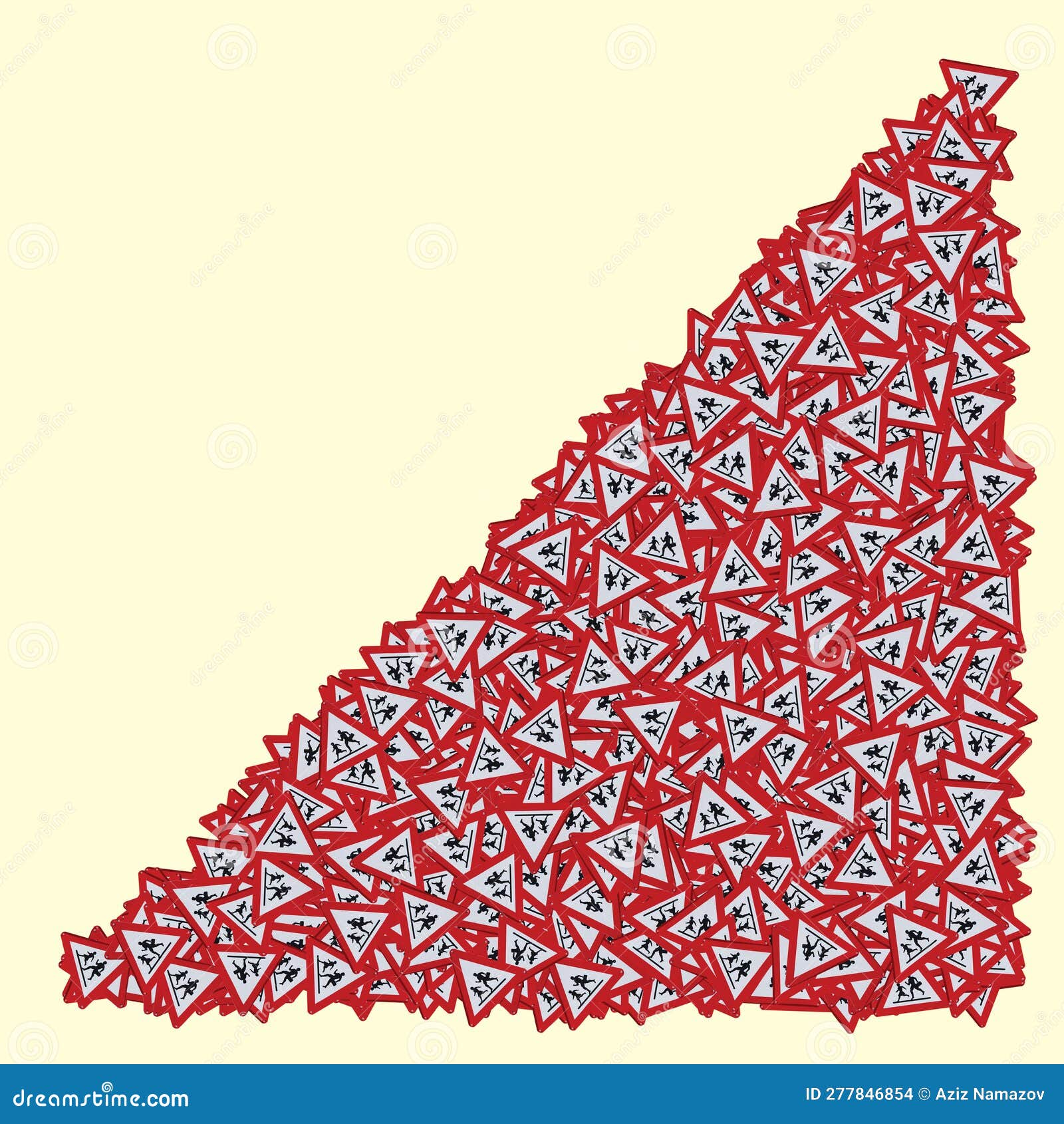 Basic Shapes with Pedestrian Danger Sign. Red Triangle Safety Traffic ...