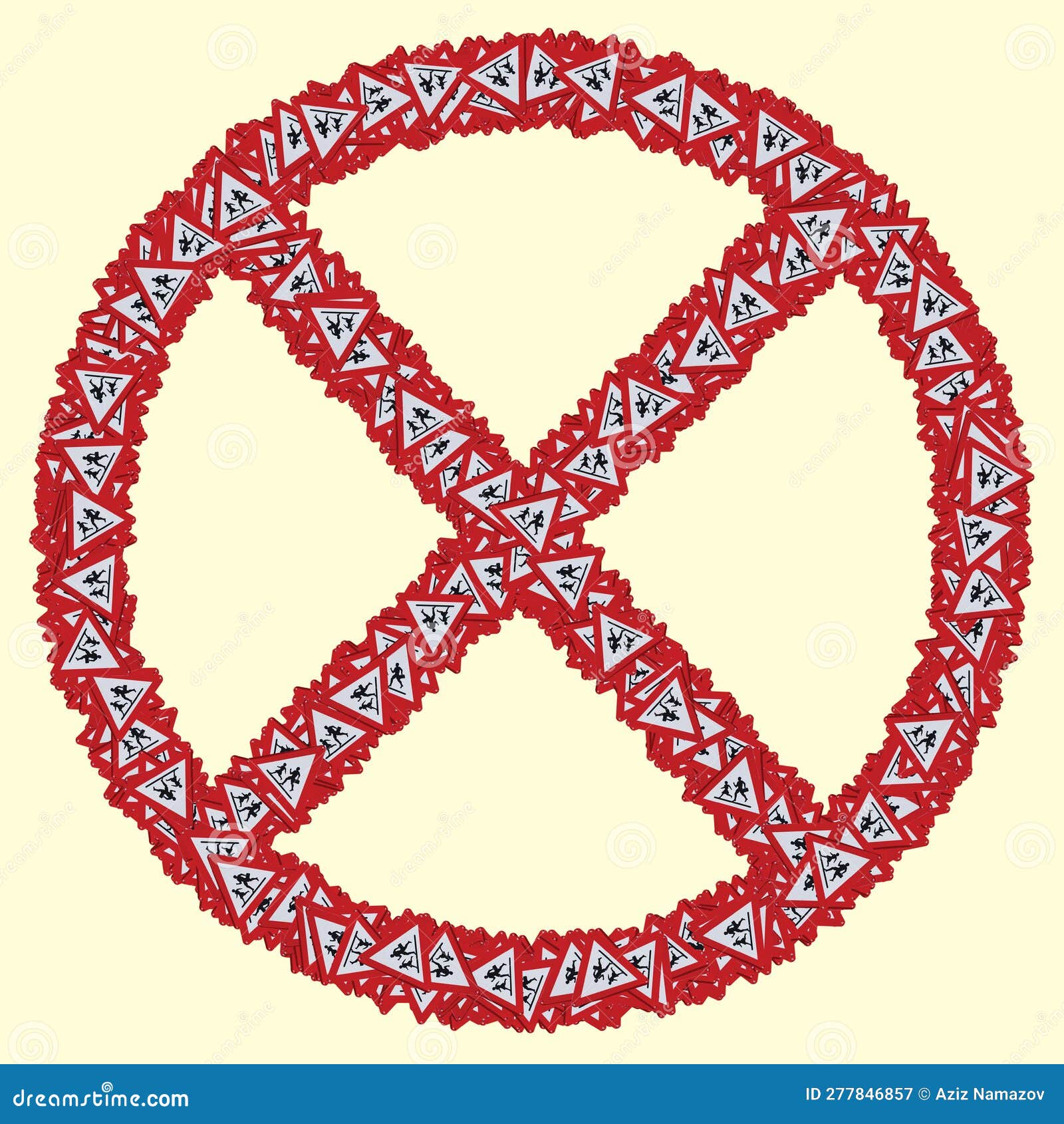 Basic Shapes with Pedestrian Danger Sign. Red Triangle Safety Traffic ...