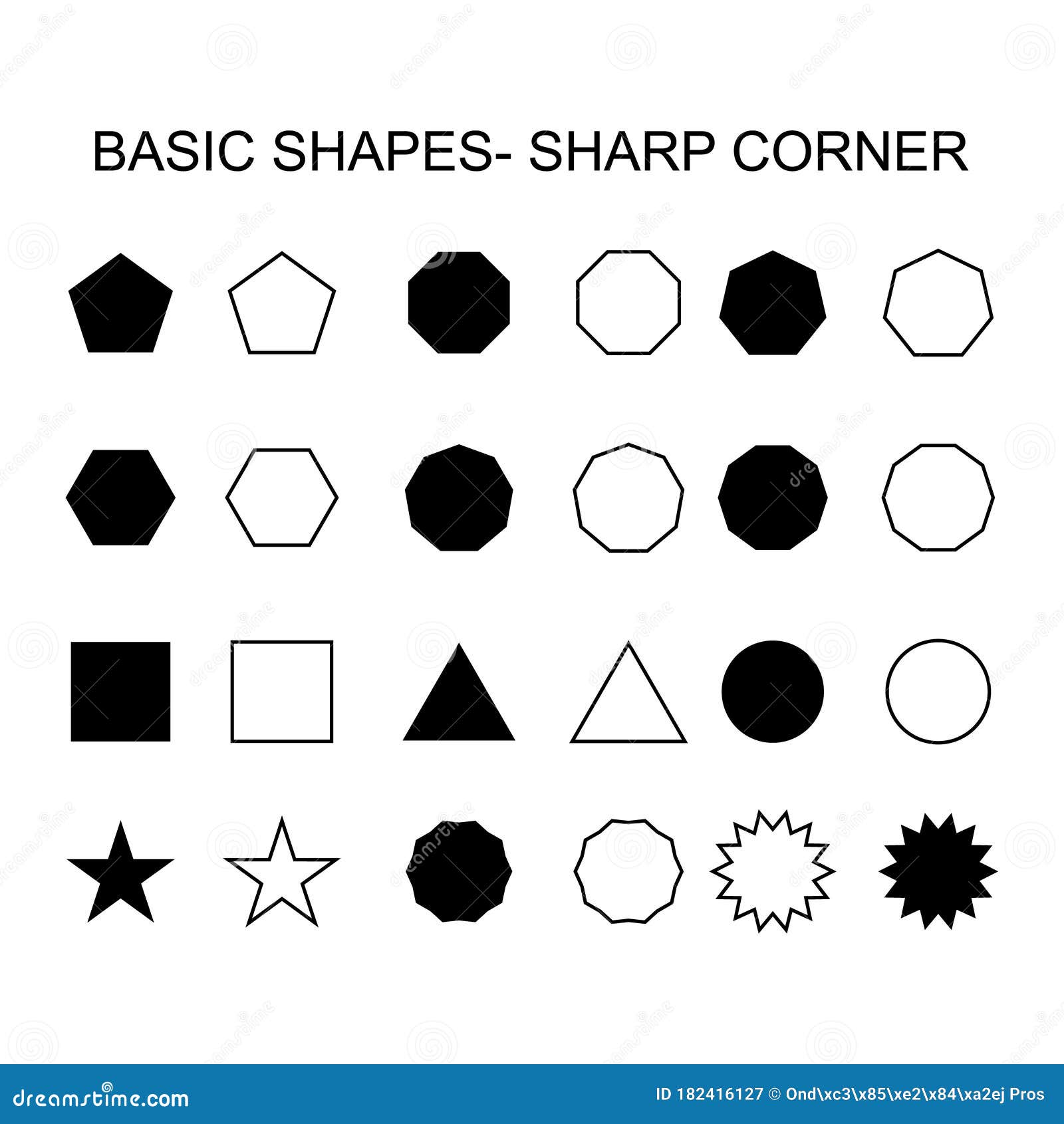Basic Shapes - Sharp Corner Set Icon, Vector Geometrical Collection ...
