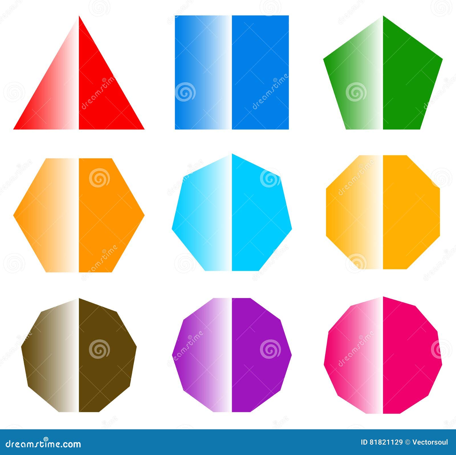 Basic Shapes with Shine. Set of 9 Shape Icons Stock Vector ...