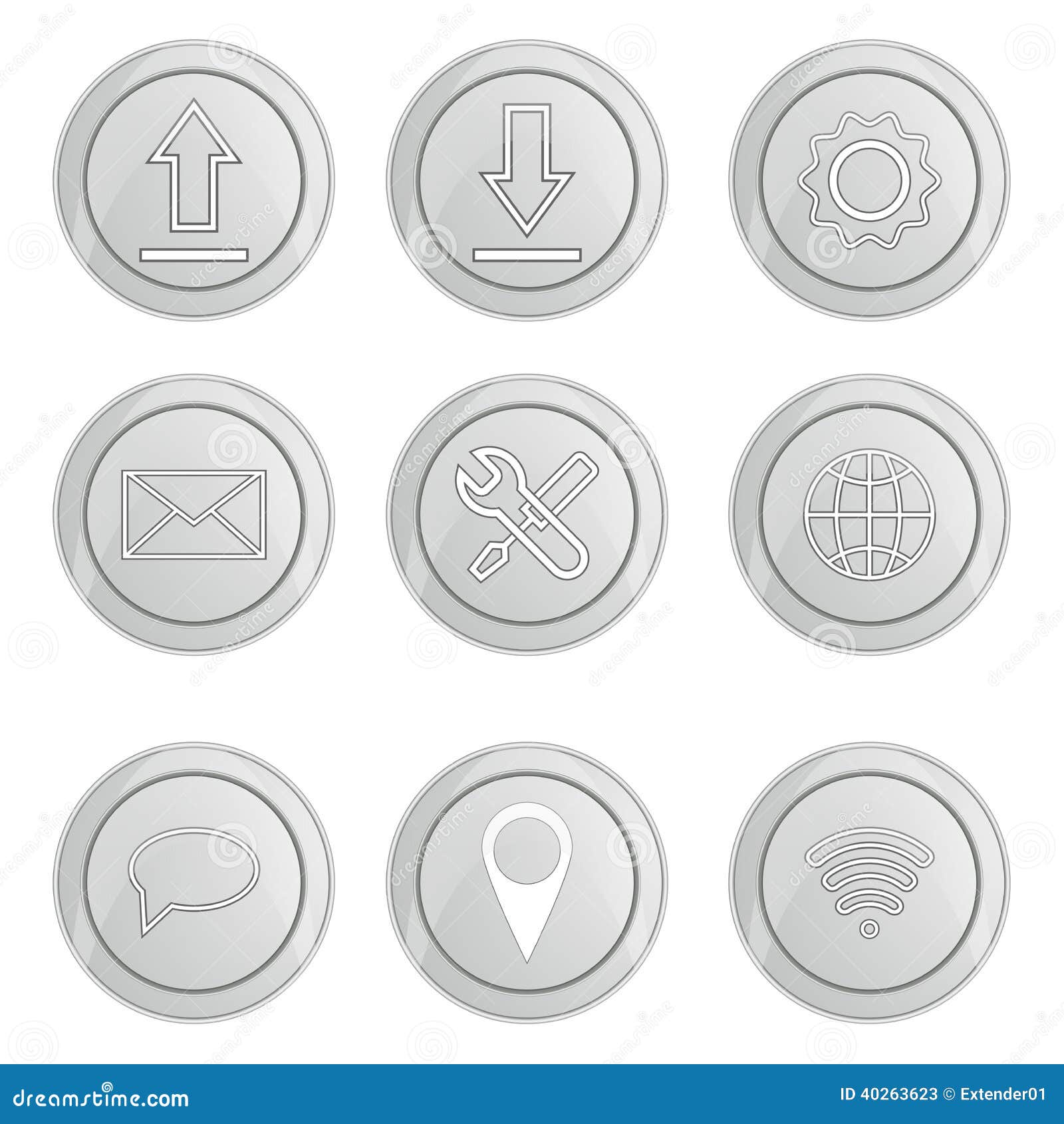Basic Silver Internet Icons Set Stock Vector - Illustration of computer ...