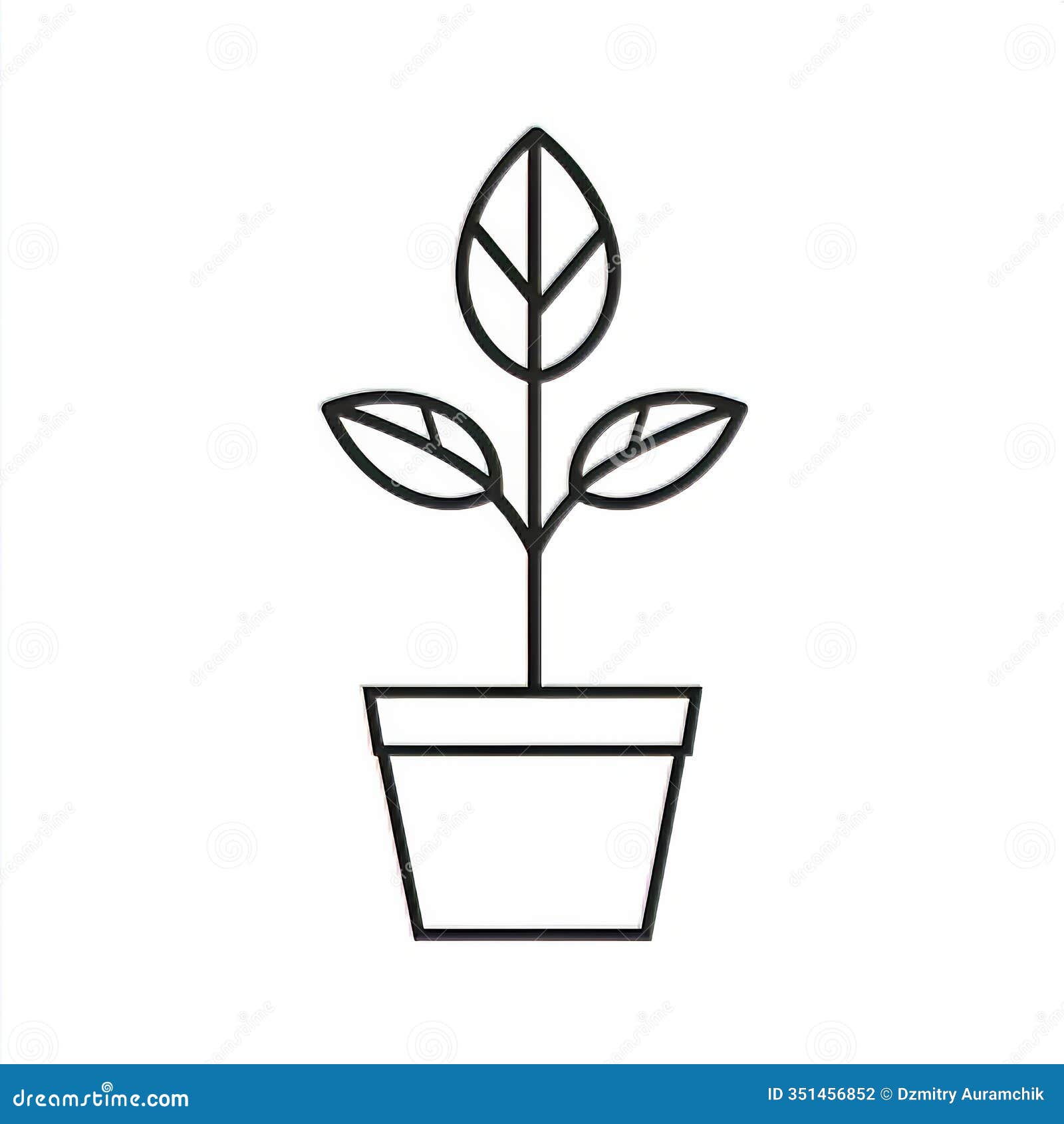 A Basic Sketch of a Plant in a Pot, Showcasing Several Leaves and a ...