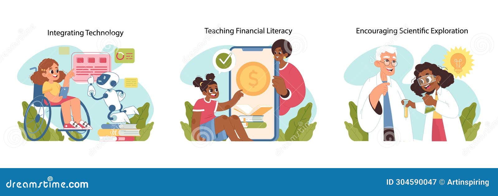 Basic Skills Set. Flat Vector Illustration Stock Illustration ...