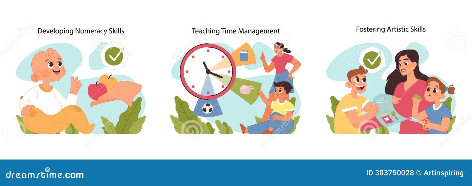 Basic Skills Set. Flat Vector Illustration Stock Illustration ...