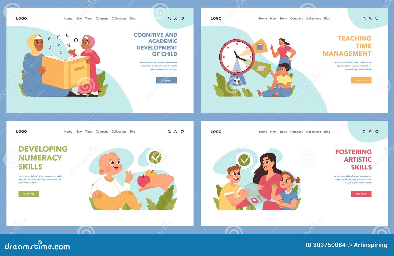 Basic Skills Set. Flat Vector Illustration Stock Illustration ...