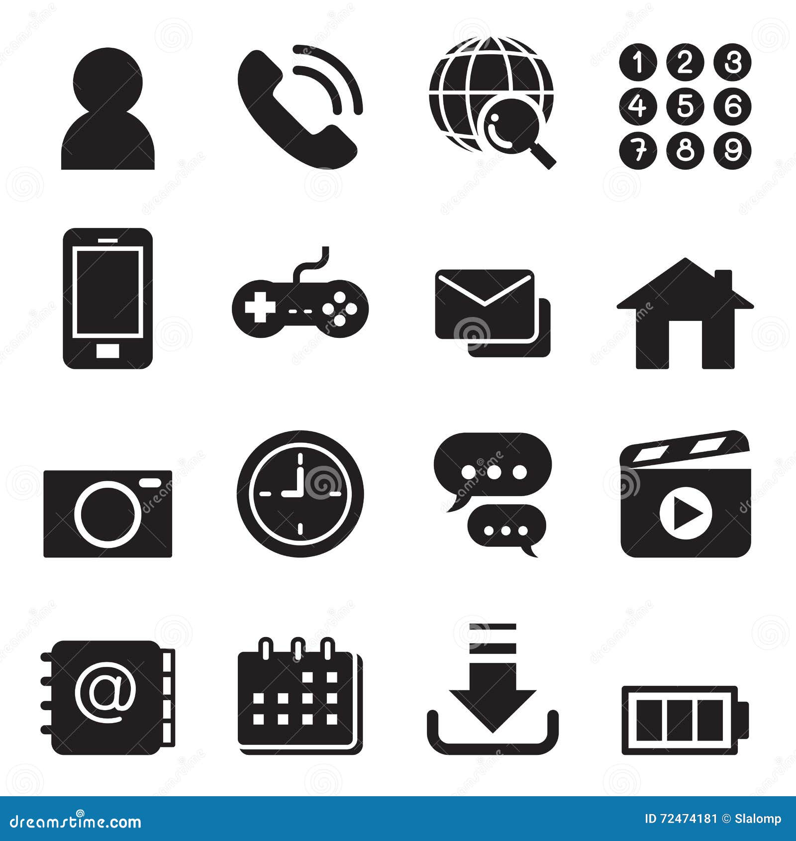 Basic Smart Phone Application Icons Set Stock Illustration ...
