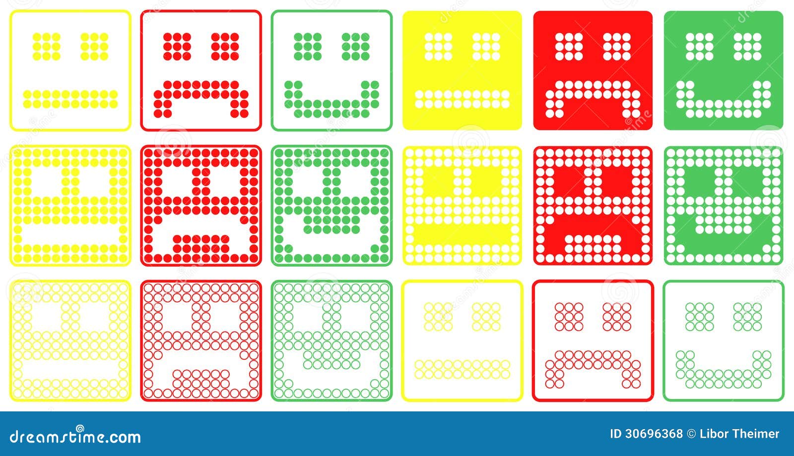 Basic Smilies Symbols Patchwork Of Color Dots Vector Illustration ...