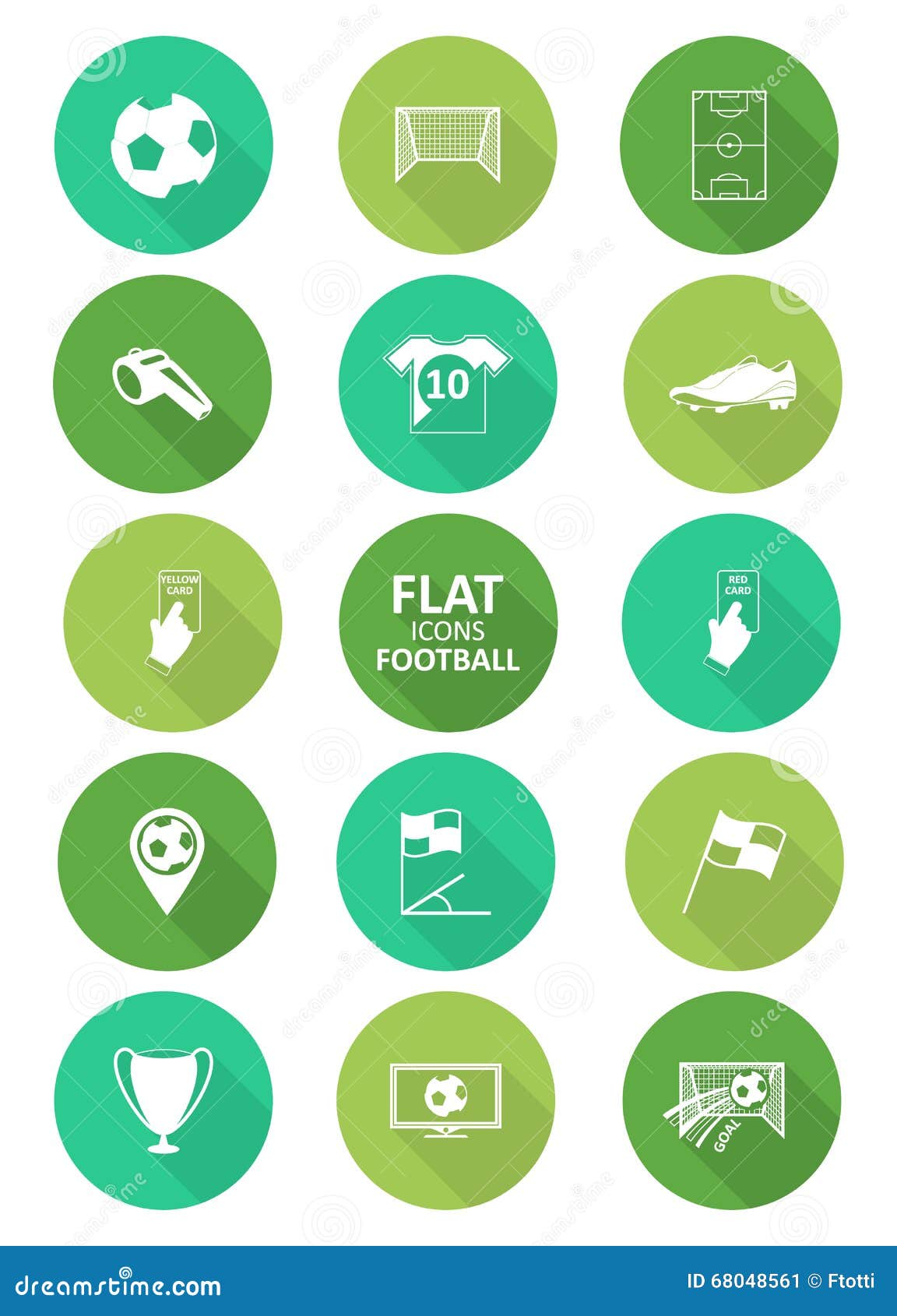 Basic Soccer or Football Icons Set in Flat Design. Stock Vector ...