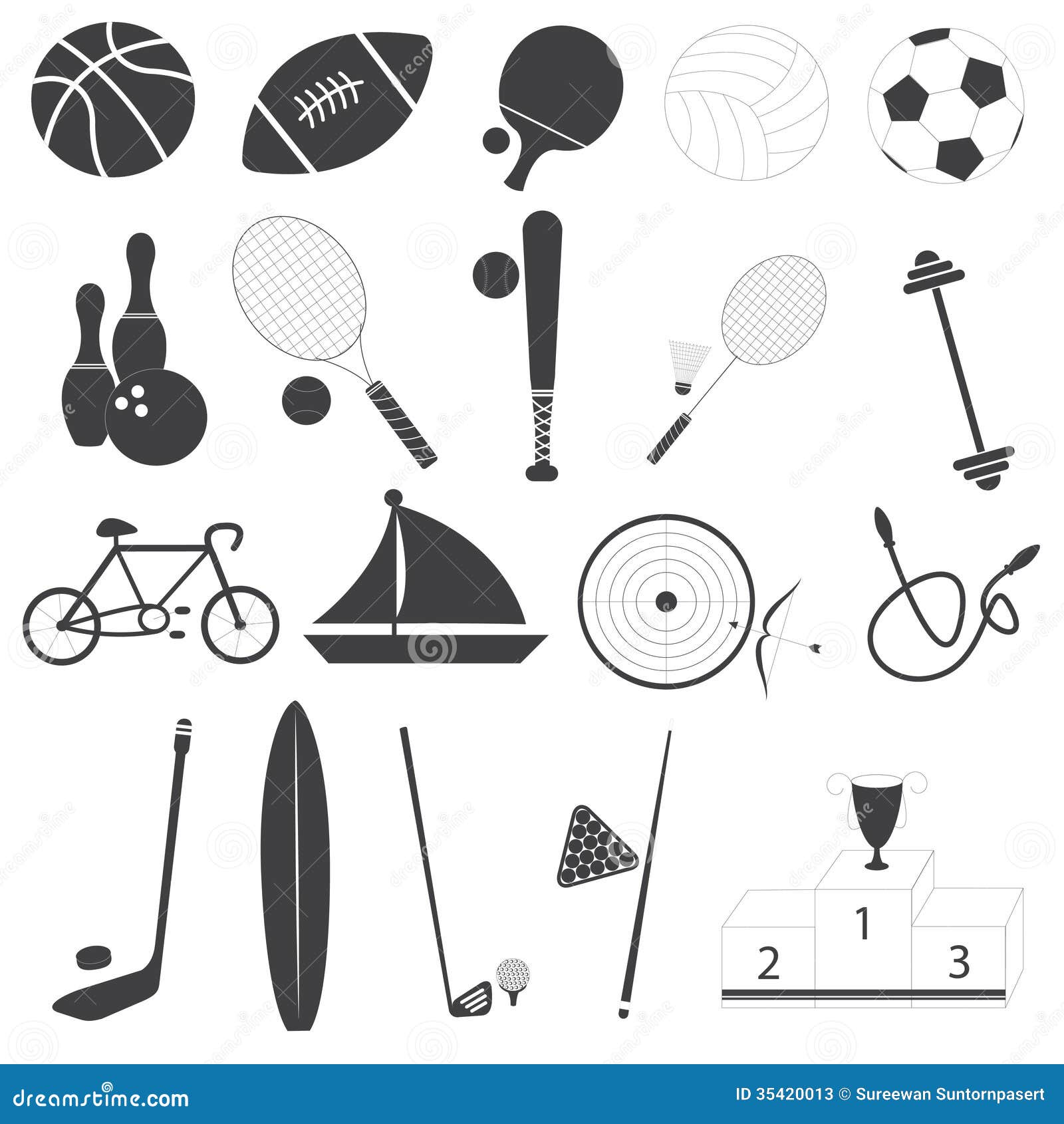 Basic Sport Icons Vector Set Stock Vector - Illustration of basketball ...