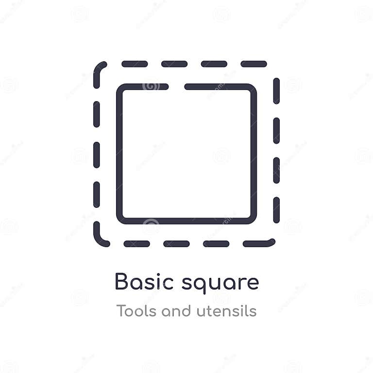 Basic Square Outline Icon. Isolated Line Vector Illustration from Tools ...