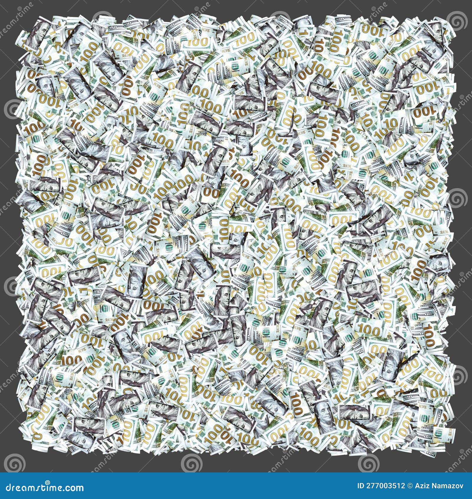 Basic Square Shape with Dollar Paper Money Banknotes. Isolated on Gray ...