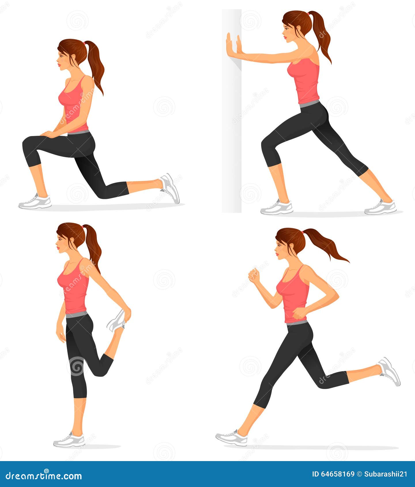 Basic Stretching Exercises Related To Jogging Stock Vector ...