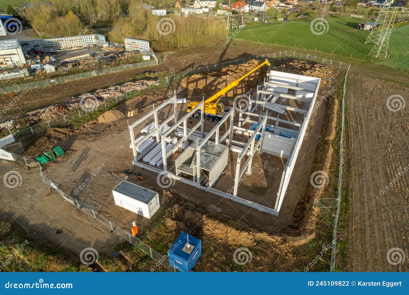 The Basic Structure of an Industrial Building is Erected on a ...