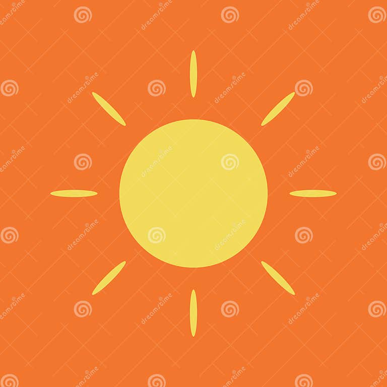 Basic Sun Vector Illustration on Orange Background Stock Vector ...