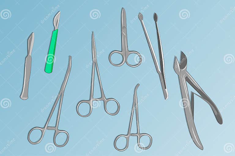 Basic surgical instruments stock vector. Illustration of clip - 70465332