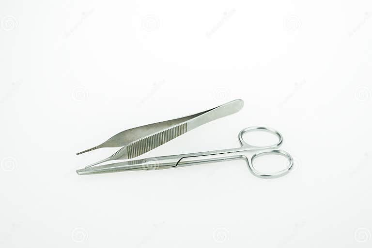Basic Surgical Instruments on White Background Stock Image - Image of ...