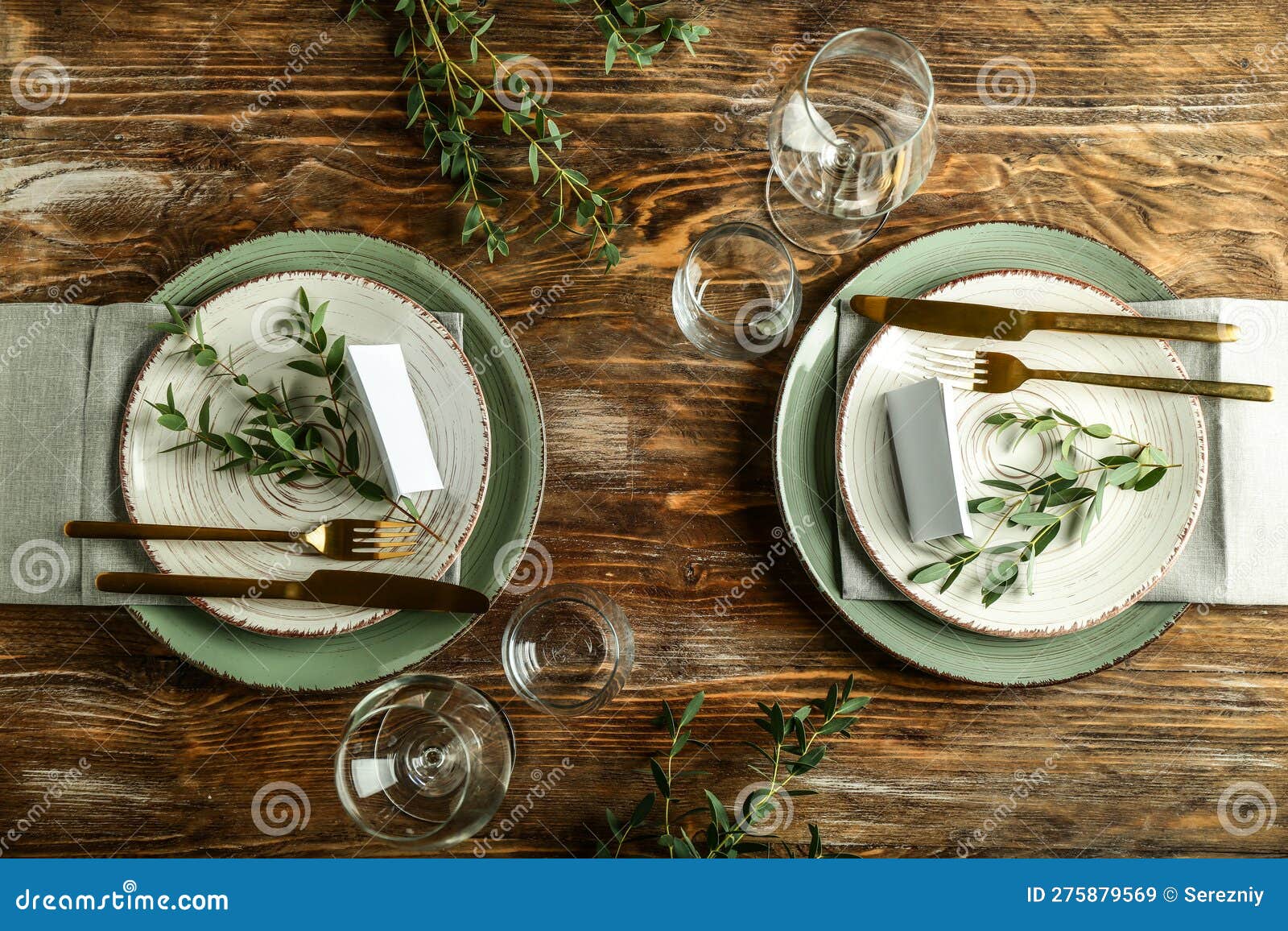 Simple Table Setting on Wooden Background Stock Image - Image of ...