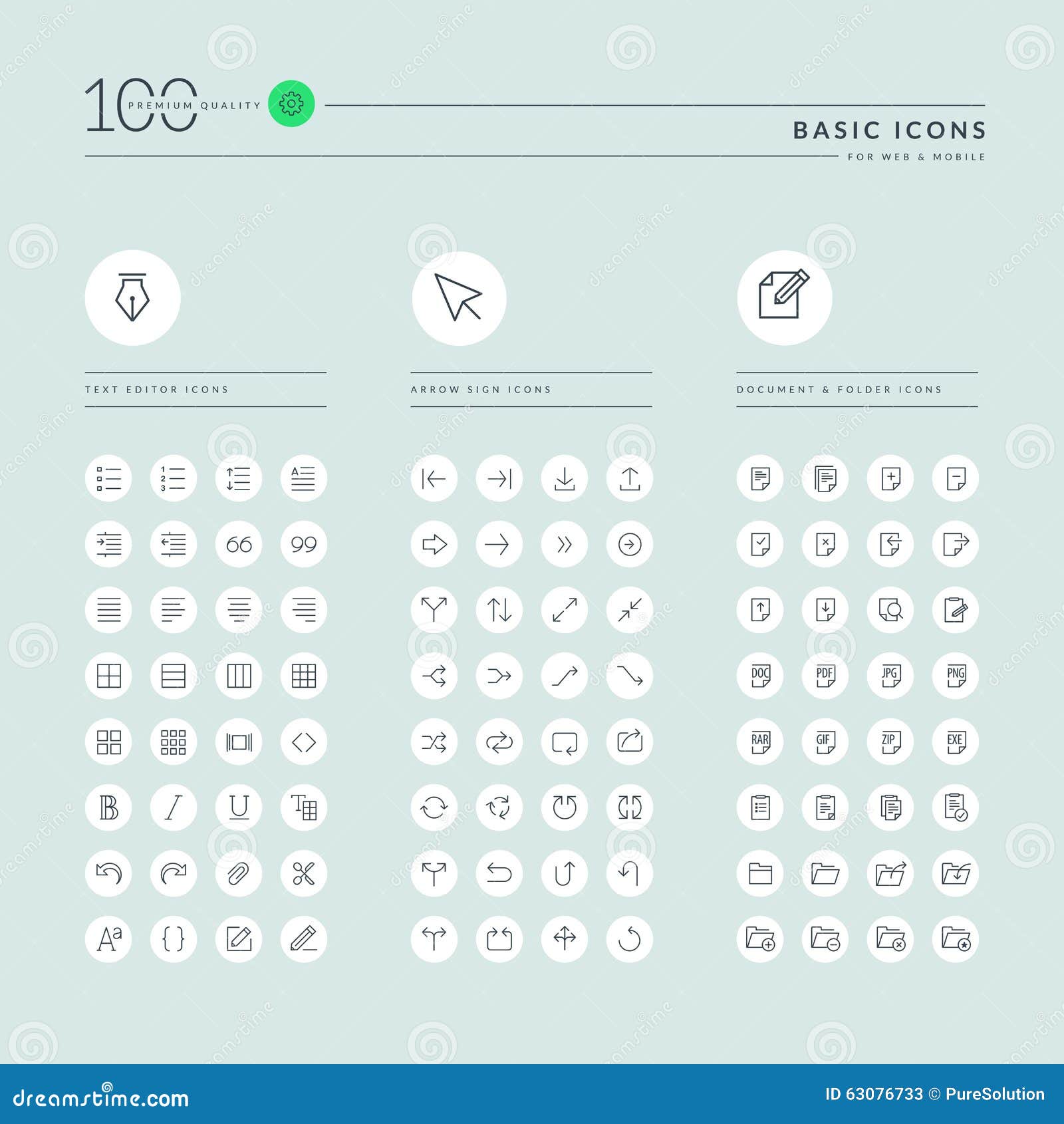 Basic Thin Line Web Icons Collection Stock Vector - Illustration of ...