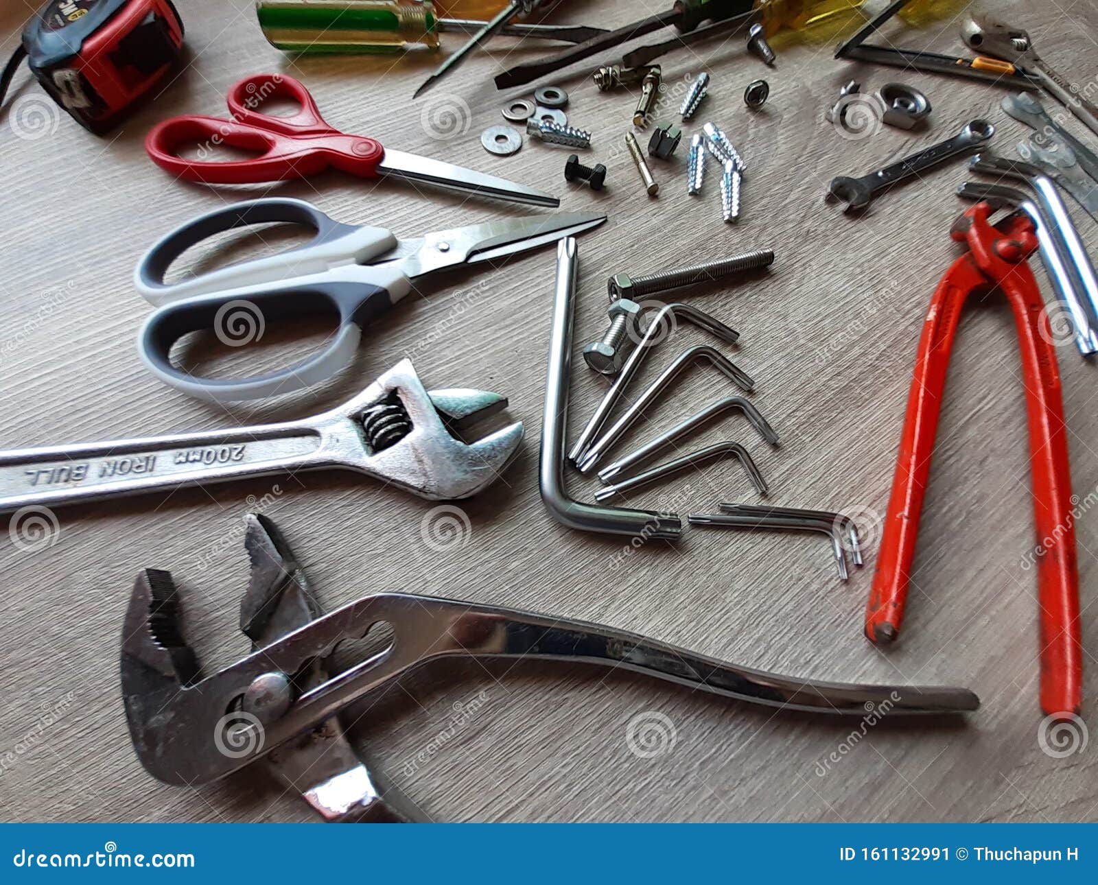 Basic Tools on Desk stock image. Image of guitar, firearm - 161132991