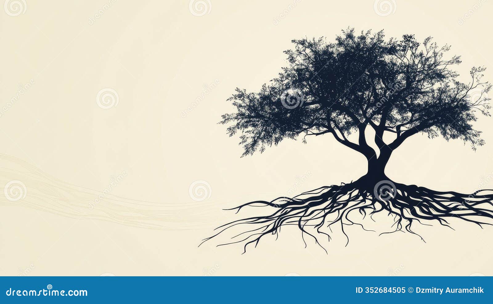 A Basic Tree Drawing with Visible Roots and Branches, Displayed on a ...