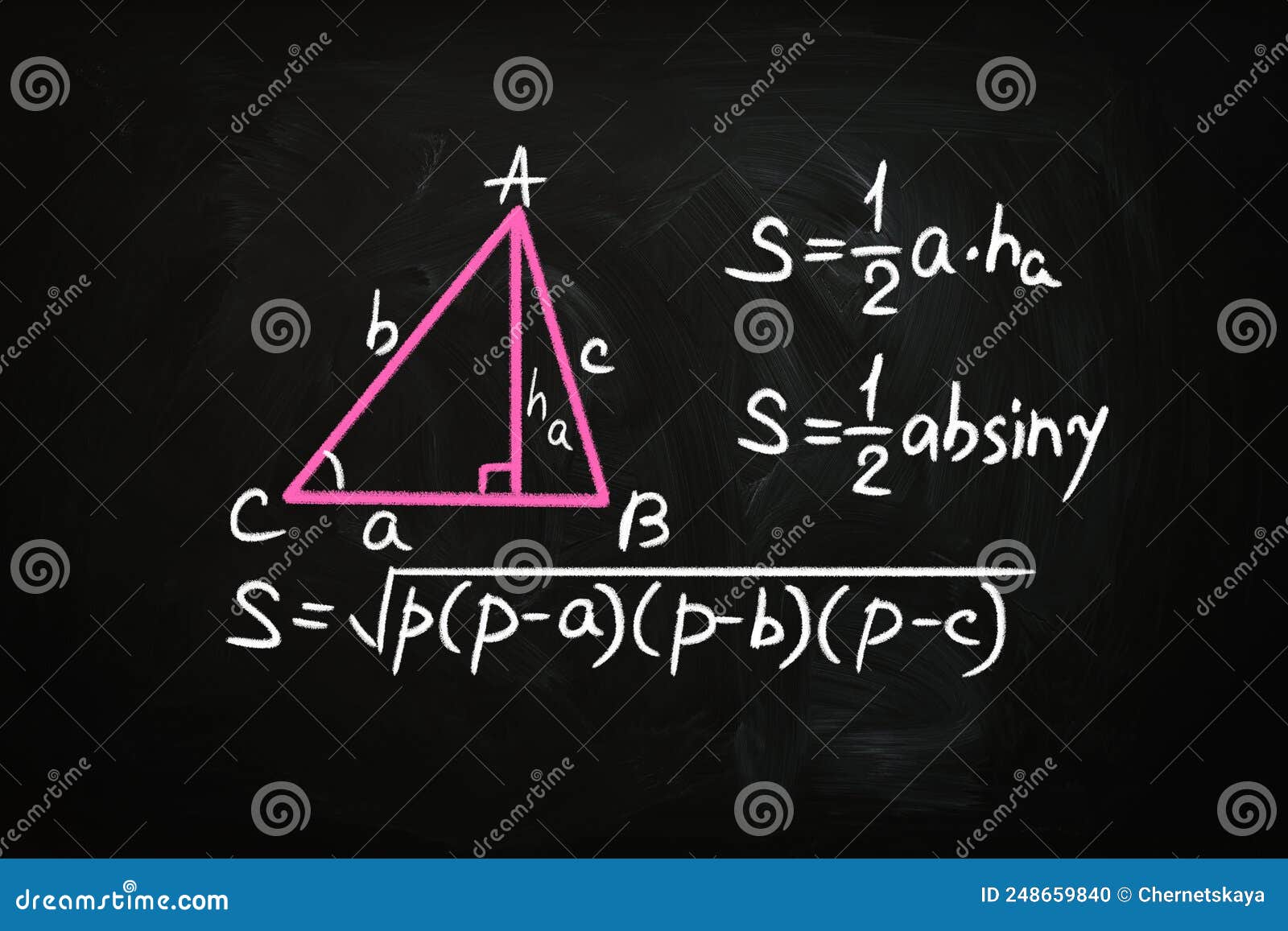 Basic Triangle Area Formulas Written on Chalkboard Stock Illustration ...