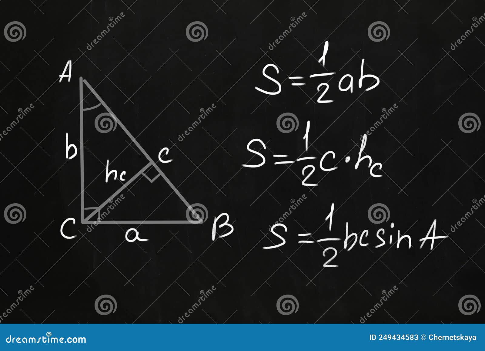 Basic Triangle Area Formulas Written on Chalkboard Stock Image - Image ...