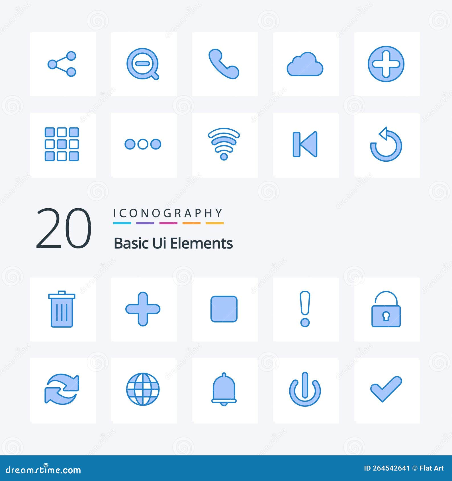 20 Basic Ui Elements Blue Color Icon Pack Like Lock Sign Sign Warning ...