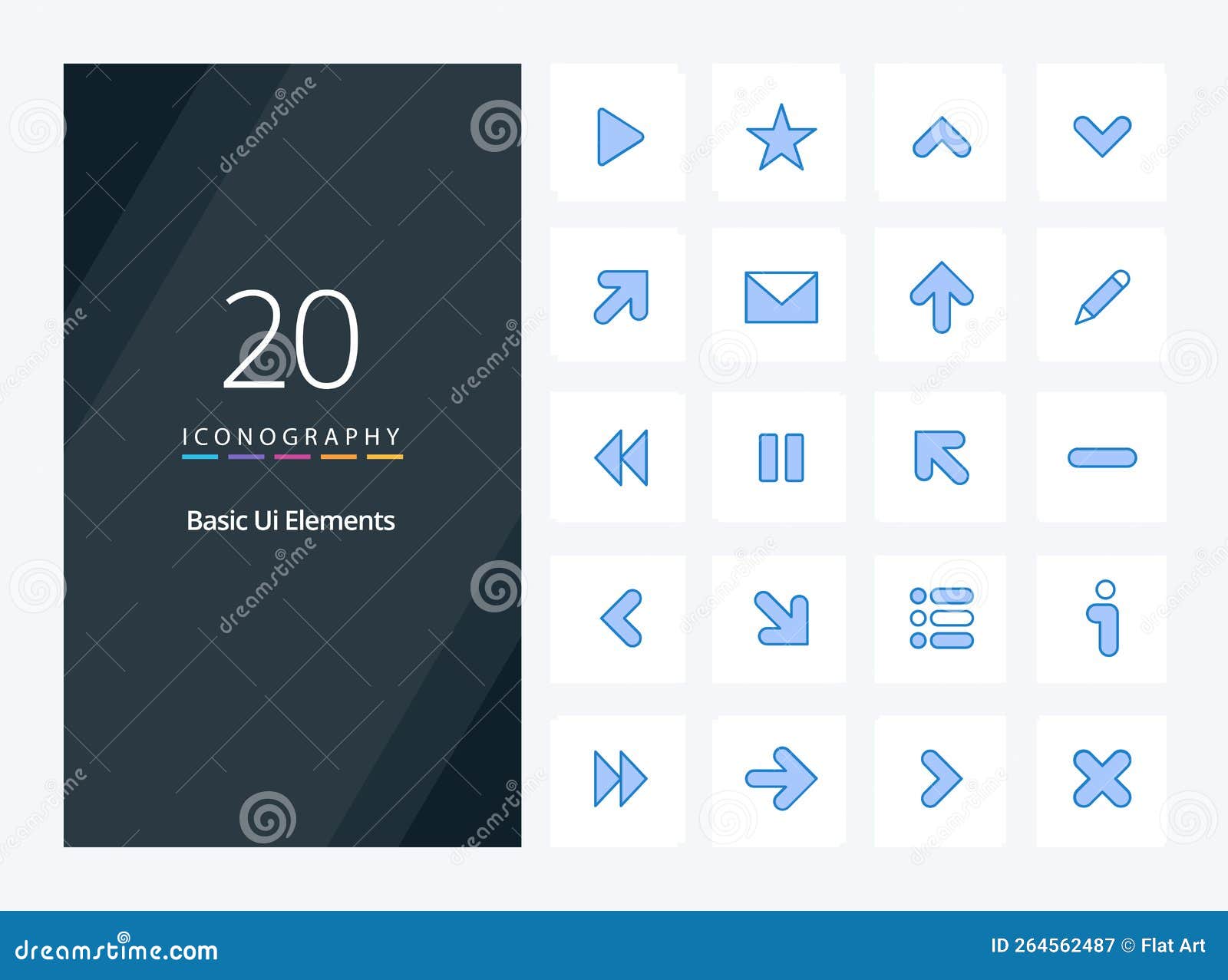 20 Basic Ui Elements Blue Color Icon for Presentation Stock Vector - Illustration of pack ...