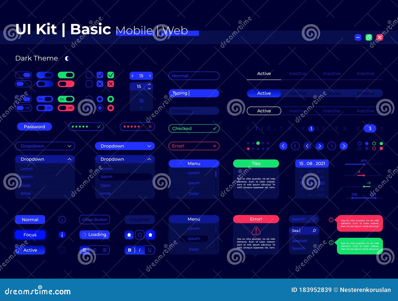 Basic UI elements kit stock vector. Illustration of mobile - 183952839 Basic UI elements kit stock vector. Illustration of mobile - 183952839