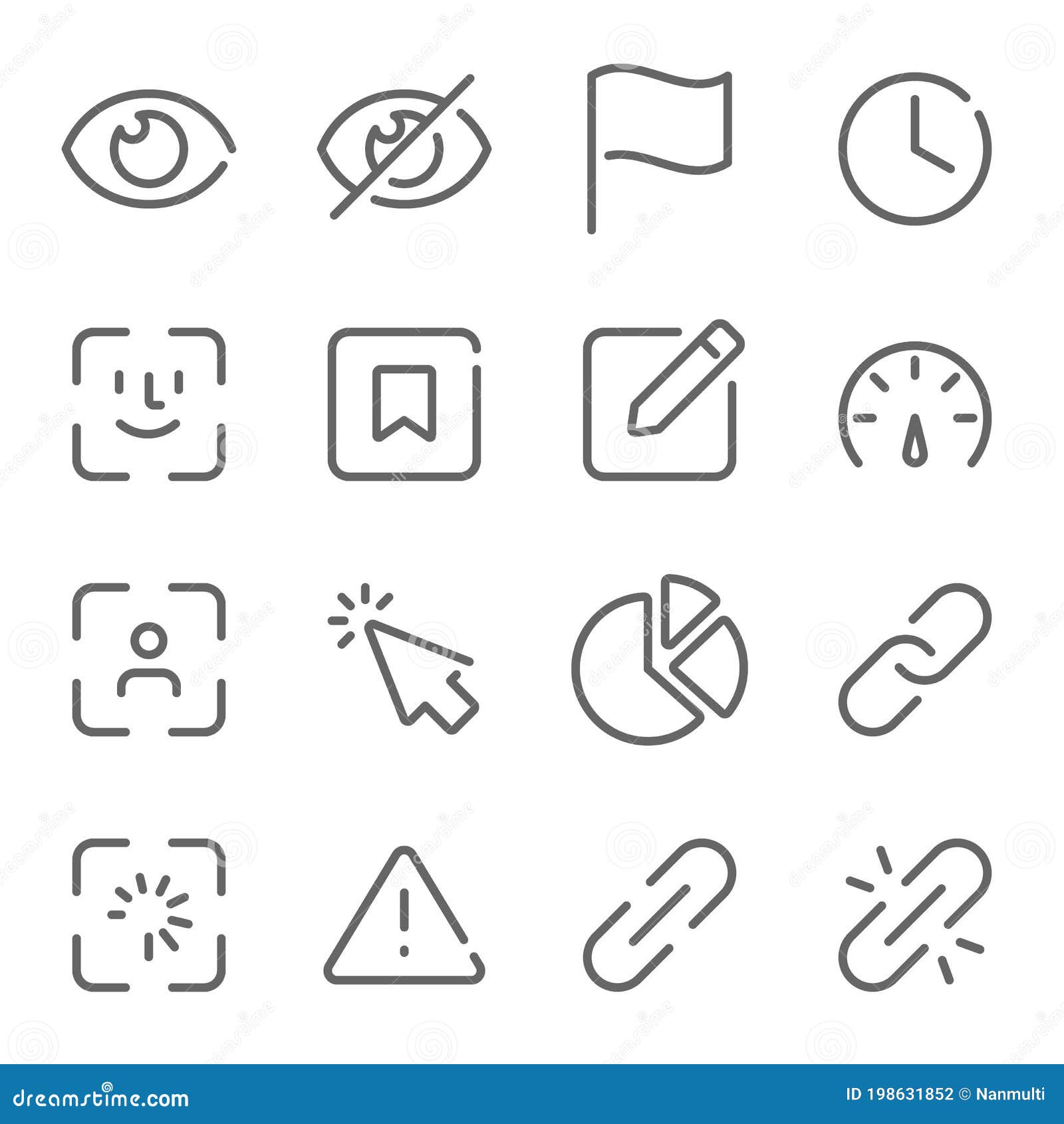 Basic UI Icon Illustration Vector Set. Contains Such Icon As Edit, Eye ...