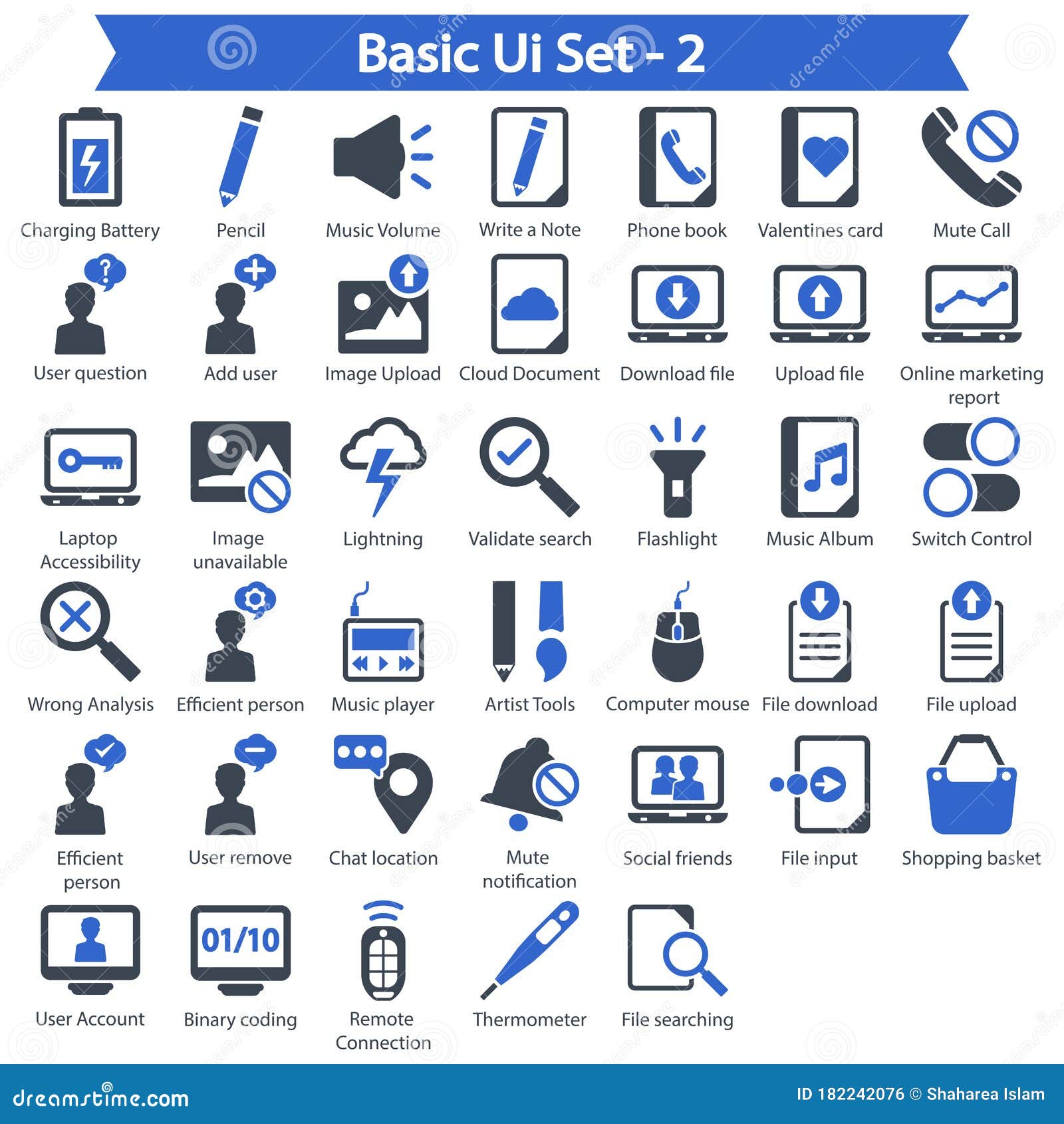 Basic Ui Icon Set - Blue Series Stock Vector - Illustration of document ...