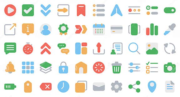 Basic User Interface Essential Set. Flat Icon Set. User Interface ...