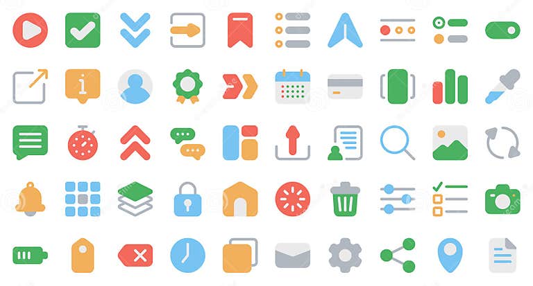 Basic User Interface Essential Set. Flat Icon Set. User Interface ...