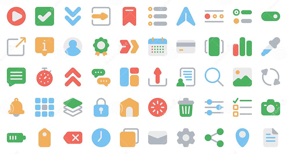 Basic User Interface Essential Set. Flat Icon Set. User Interface ...