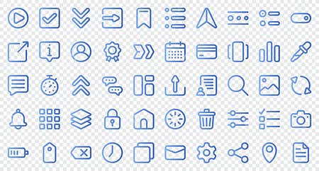 Basic User Interface Essential Set. Gradient Icon Set. User Interface ...