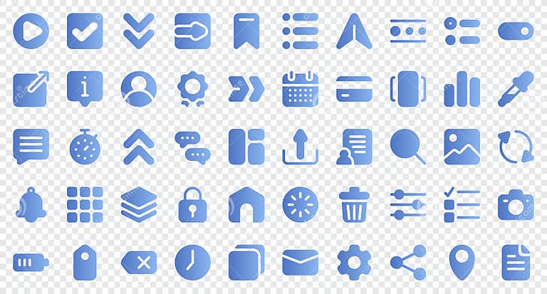 Basic User Interface Essential Set. Gradient Icon Set. User Interface ...