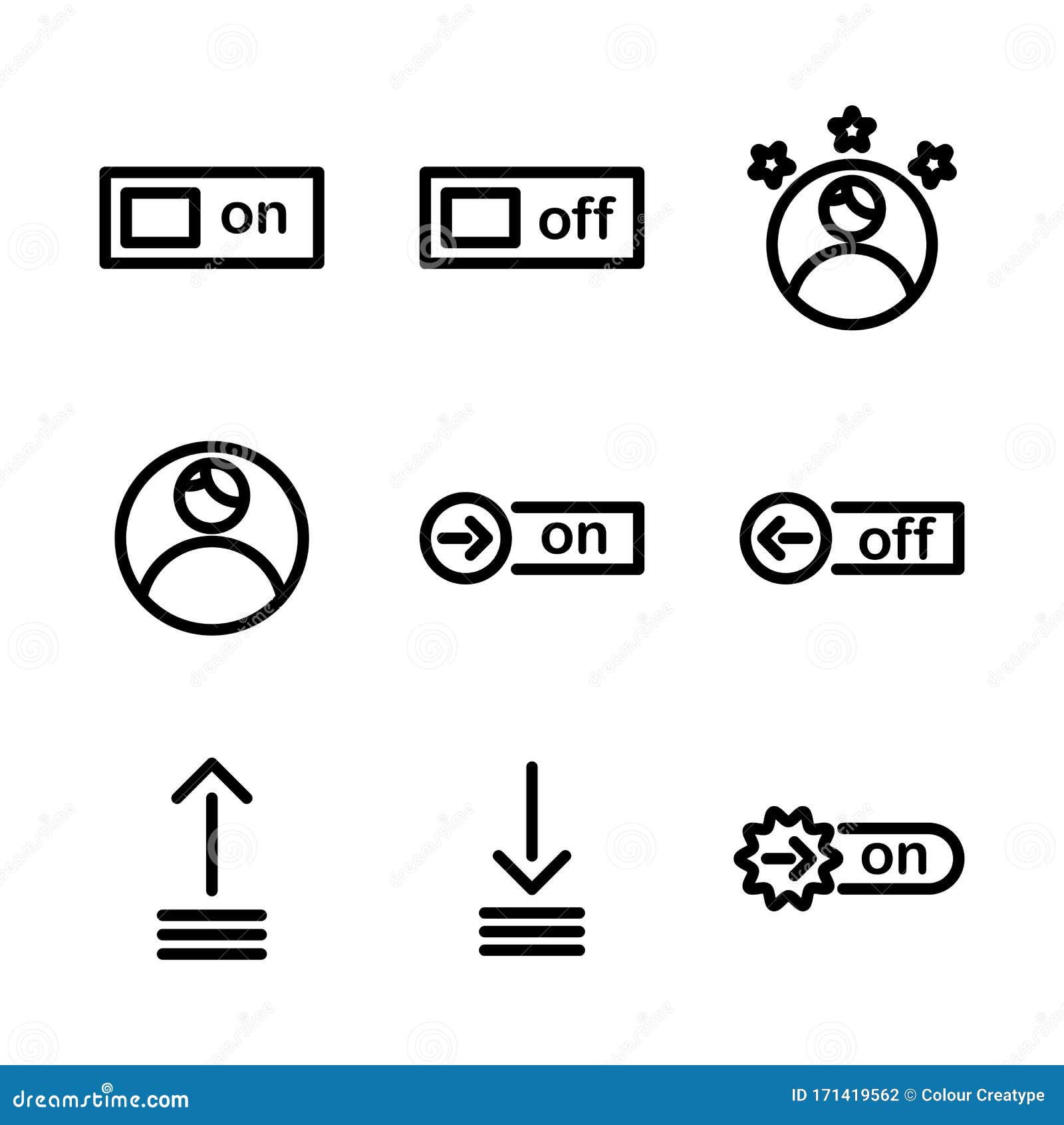 Basic User Interface Icon Set Outline Include Control, Option, Switch, Toggle, User, Star ...