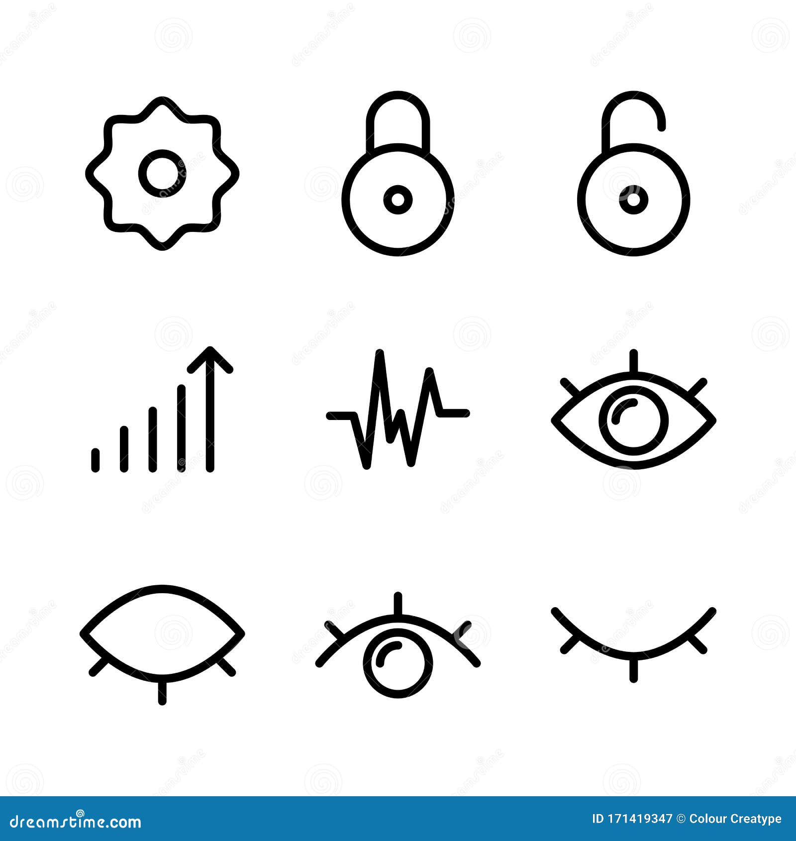 Basic User Interface Icon Set Outline Include Network, Connection, Internet, Setting, Gear ...