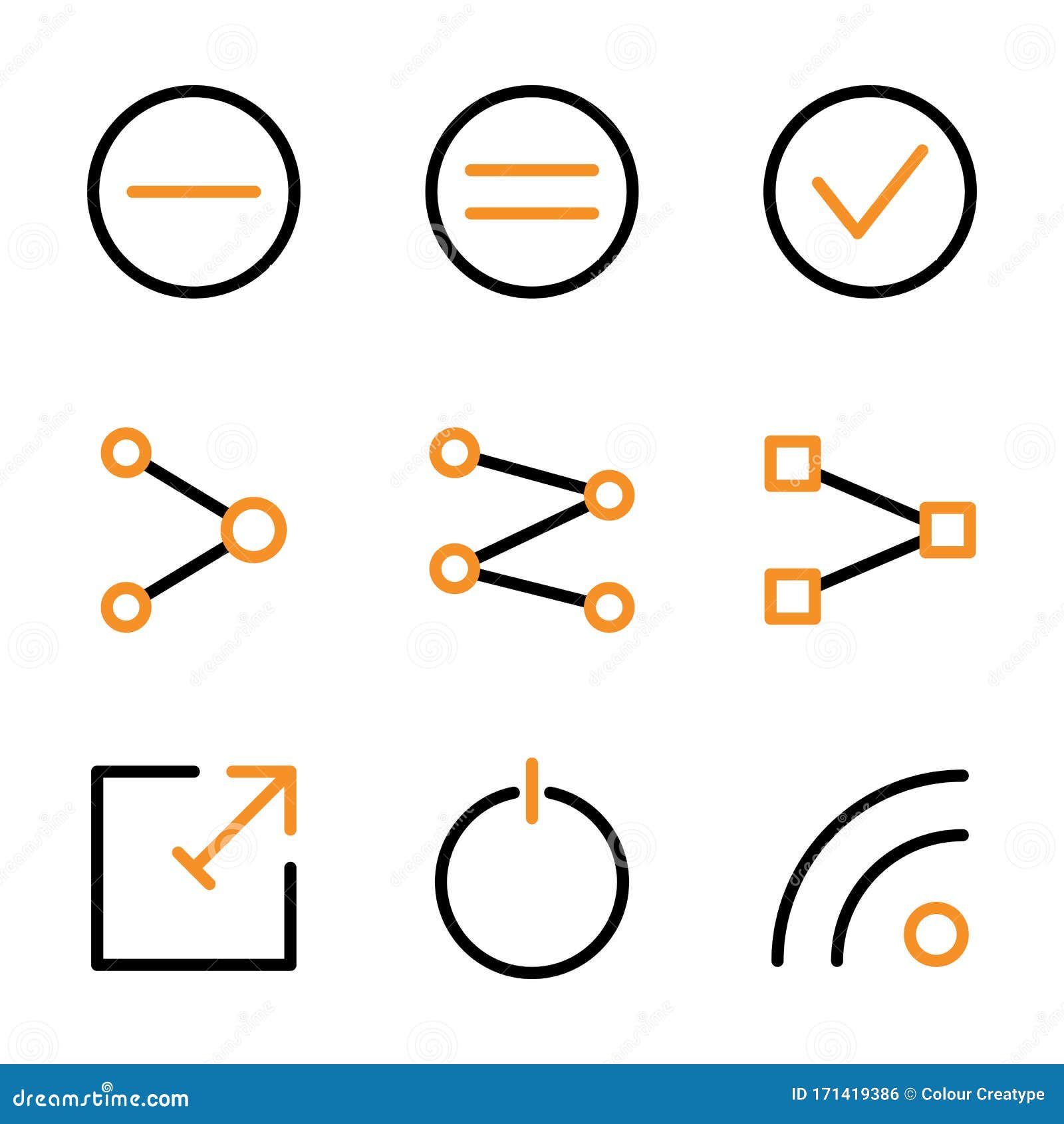 Basic User Interface Icon Set Outline Include Network, Connection, Internet, Setting, Gear ...