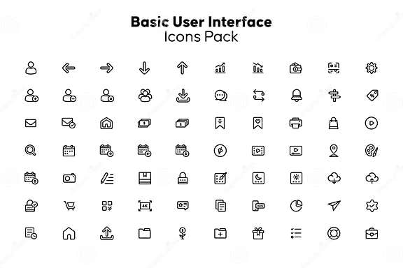 70 High-quality Basic User Interface Icons Stock Illustration ...