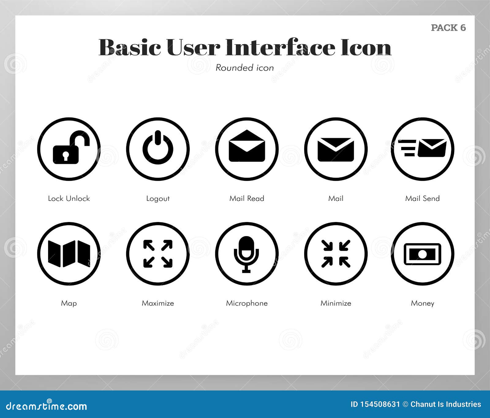 Basic UI Icons Rounded Pack Stock Vector - Illustration of logout ...