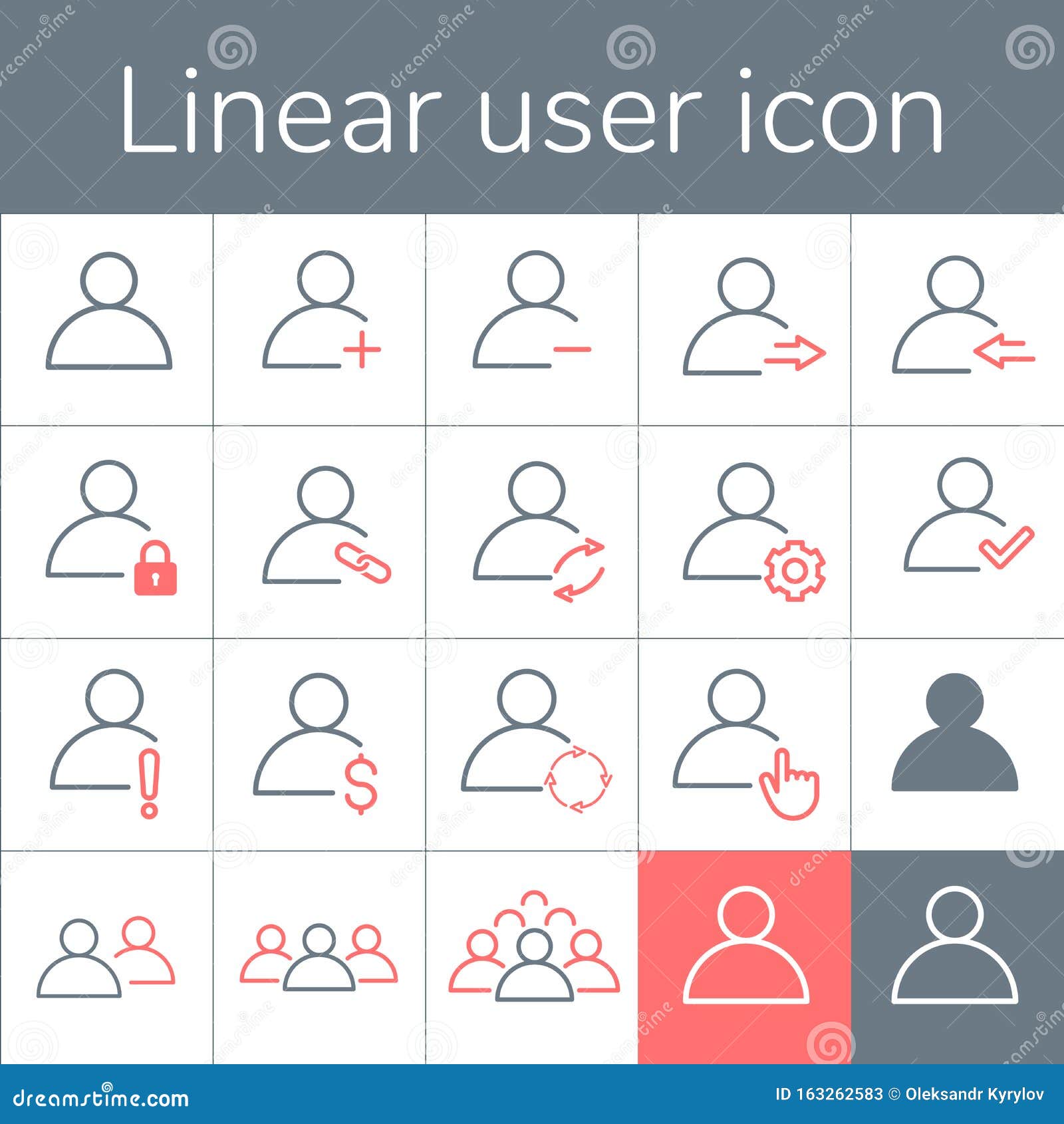 Basic User Line Icons Set. Linear Style Symbols Collection, Outline ...