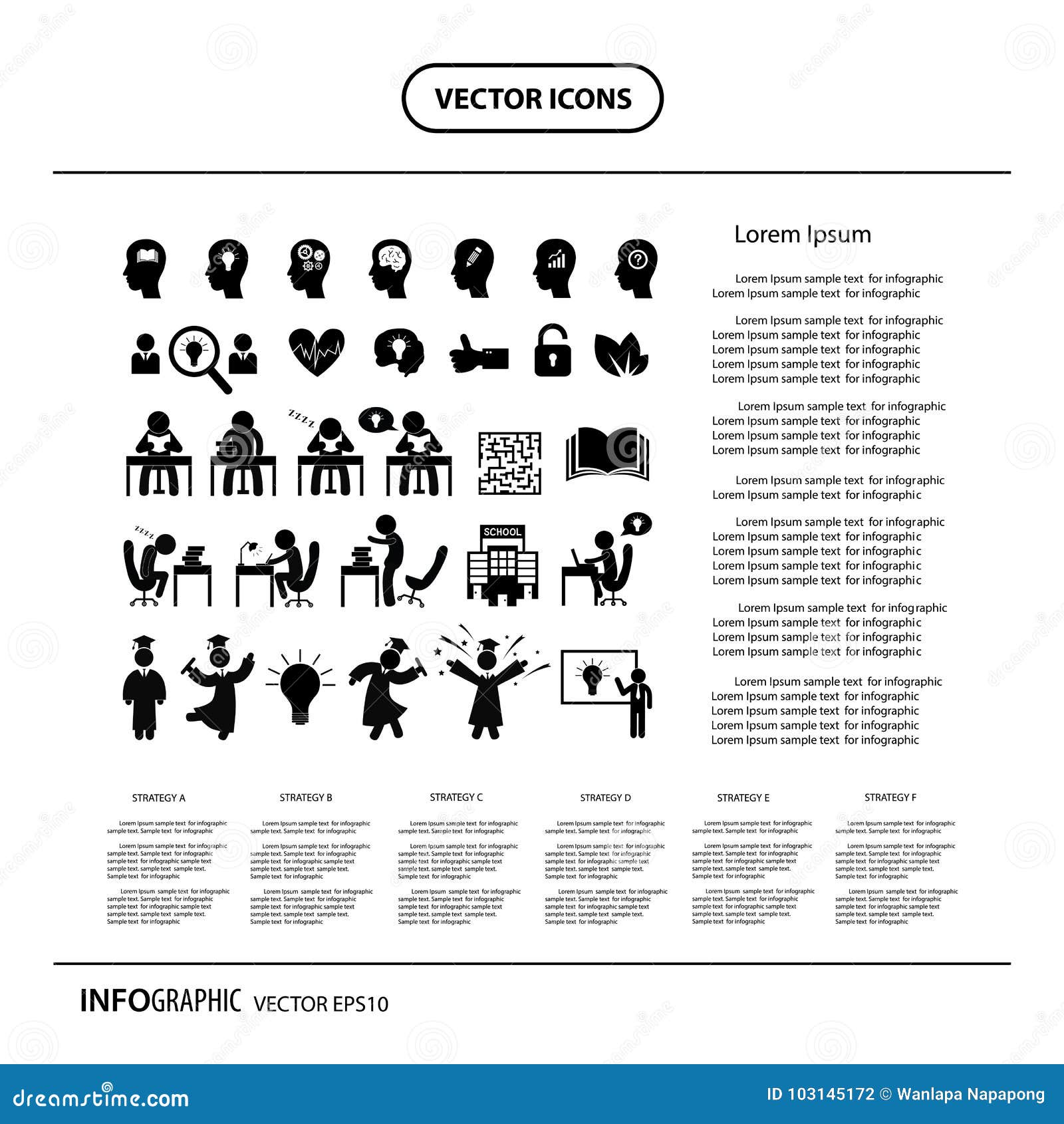 Vector Successful Study Icon Set Stock Vector - Illustration of exam ...