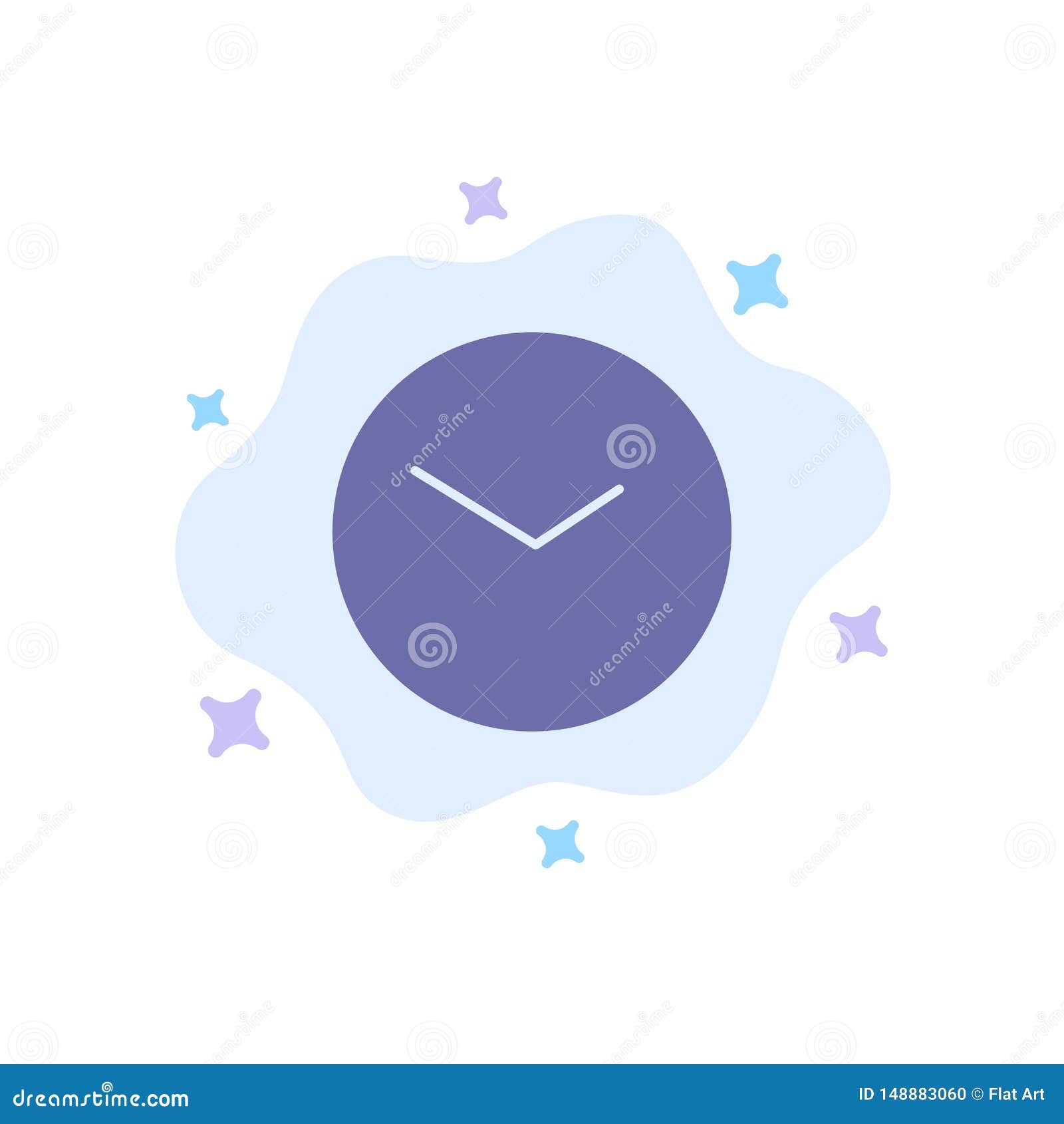 Basic, Watch, Time, Clock Blue Icon on Abstract Cloud Background Stock ...